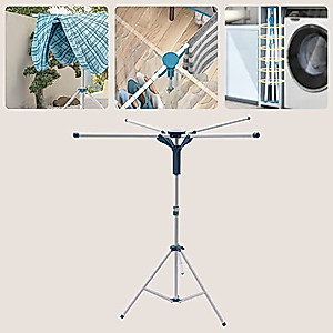 LOHISHILO 2in1 Foldable Clothes Stand Hanger, Drying Rack Adjustable Height Coat, for College Dorms, Camping, Apartments, Hotels, Laundry Rooms, Boutiques, Studios, Blue