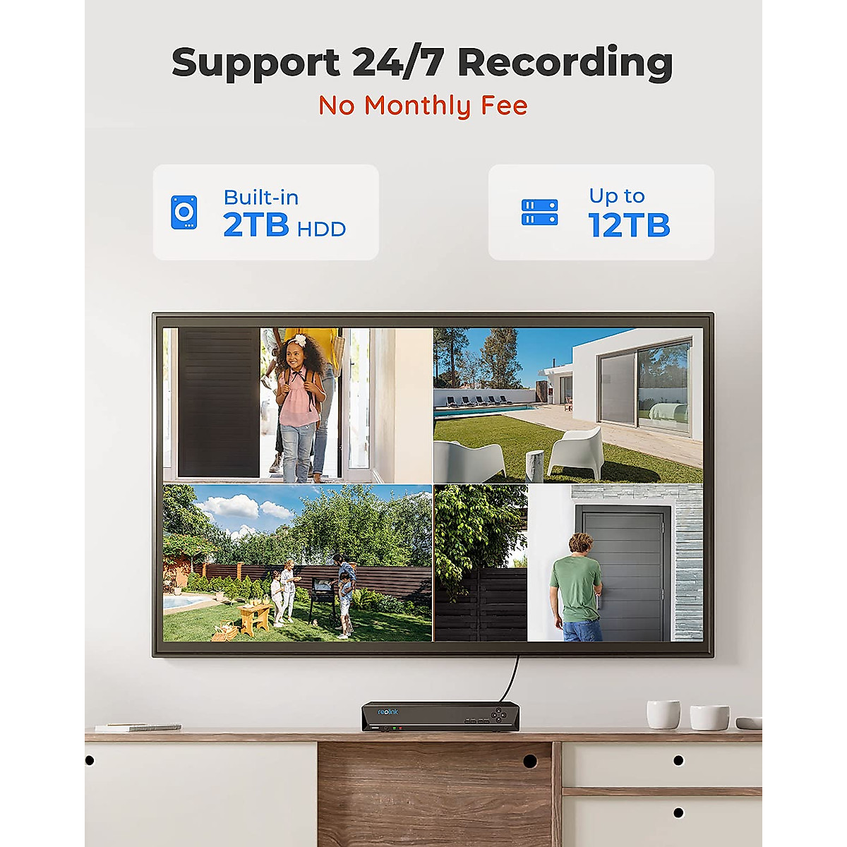 REOLINK 5MP PoE Security Camera System Bundle, 6pcs IP Cameras, 2pcs Person/Vehicle Detection Smart Cameras,a 8CH NVR Pre-Installed with 2TB HDD(Include 6 x 18M Cat5 Cable)