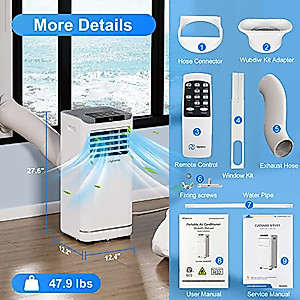Wiytamo 10,000 BTU Portable Air Conditioners for Room Up to 450 Sq.Ft, 4-in-1 Portable AC Unit, Heater, Dehumidifier & Fan with Remote Control, Self Evaporation System, LED Display