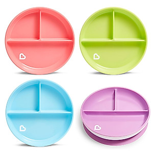 Munchkin® Stay Put™ Divided Section Toddler Plates, Colors May Vary