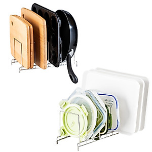 YQh Pot Cover Rack, Cutting Board Rack, 2 Pack,Kitchen Cabinet Or Counter Baking Tray Storage Box, Suitable For Baking Tray, Cutting Board, Frying Pan, Tray, Reusable Containers And Covers