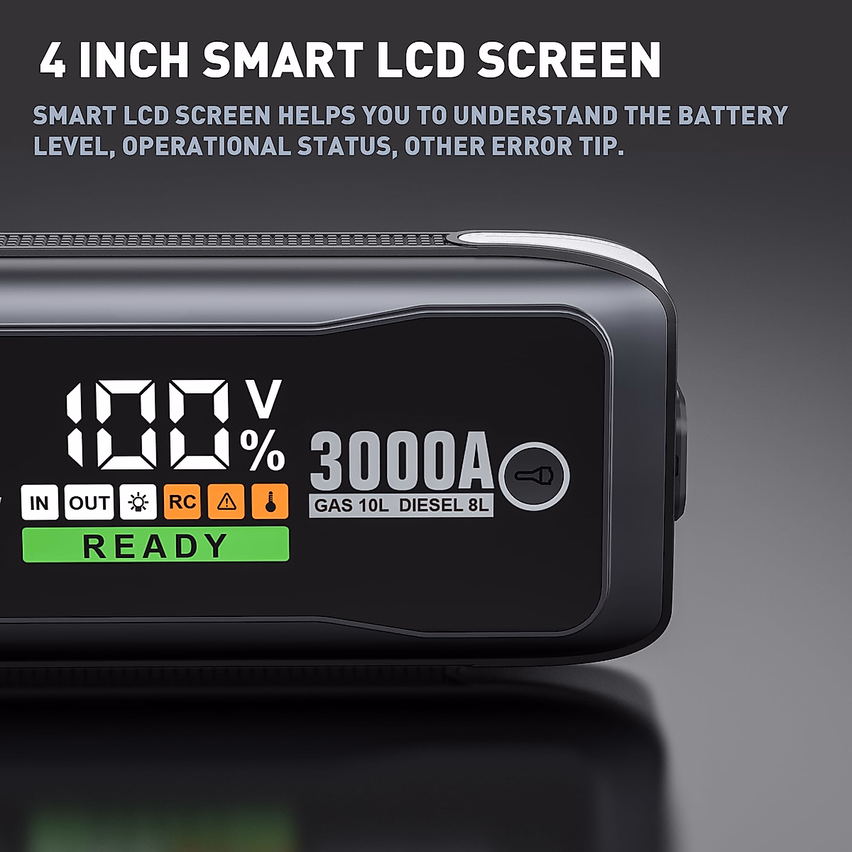 M6 3000A Peak Car Battery Jump Starter Battery Pack, Portable Jumper Box, Battery Booster Start, 12V Car Battery Charger and Jumper Cables for 10.0L Gas and 8.0L Diesel Engines