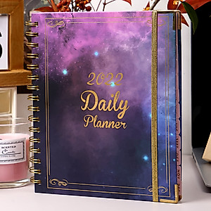 2022-2023 Hardcover Daily Planner Yearly Monthly Agenda Planner Strong Twin-Wire Binding Weekly Organizer for College Students Women Men to Do List Cute Organizer Planner, Purple Small
