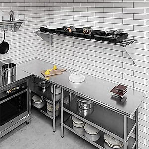 Express KitchQuip Premium Quality Stainless Steel Tubular Wall Shelf | Appliance & Equipment Metal Shelving | Kitchen, Restaurant, Garage, Laundry, Utility Room | NSF Certified | (72" Long x 18" Deep)