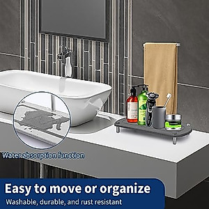 Bathroom Trays， Instant Dry Kitchen Sink Organizer Sponge Holder for Kitchen Sink Diatomaceous Pedestal Stand Riser with Stainless Steel Feet Protection for Modern Home Under-Sink Organizers (grey)