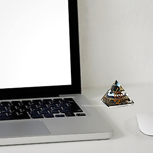 Ultimate Protection Orgone Pyramid with Evil Eye Black Obsidian Sphere - Triple Protection Crystals Tiger Eye Hematite & Black Obsidian (30mm, Small)