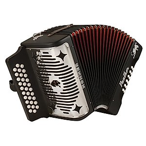 Hohner Panther G/C/F 3-Row Diatonic Accordion - Black