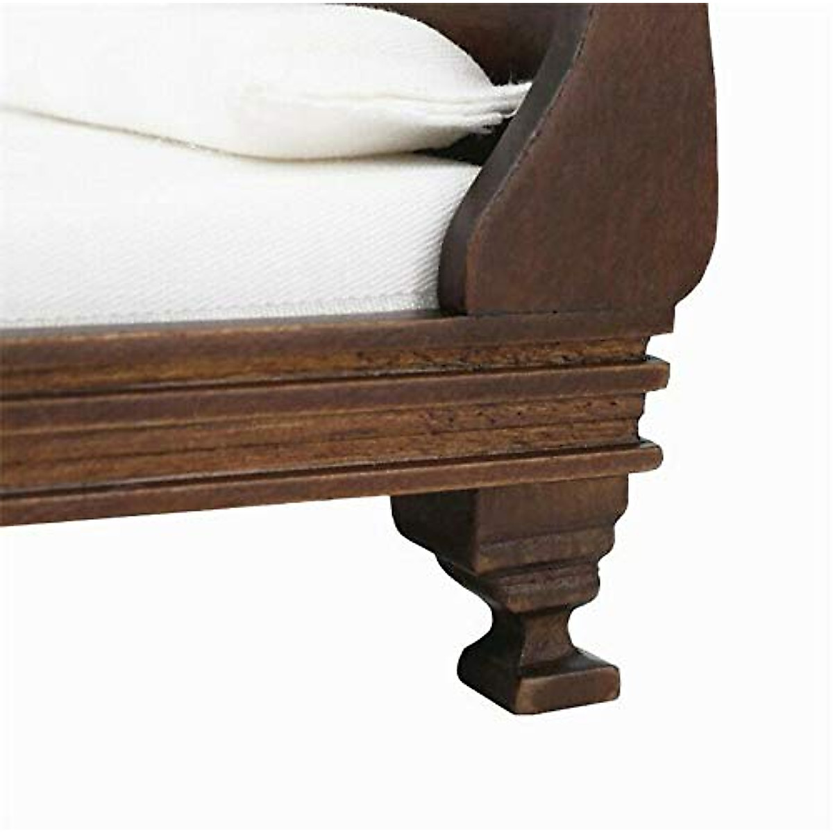 EatingBiting 1:12 Scale Collectible Buildings Miniature Bed Furniture Noble Wooden Single European Style Bed with Bedding and Decorative Pillow