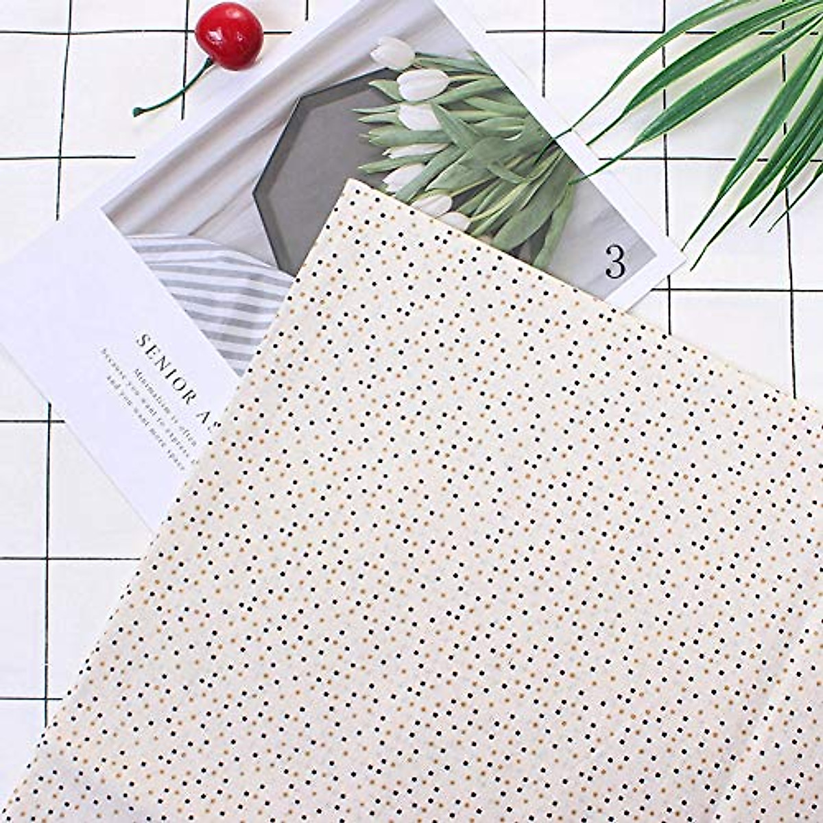 7 Pcs DIY Square Coffee Dot Assorted Cotton Fabric,25x25cm Pre Cut Floral Cloth Bedding Kit Quarters Bundle for Handmade Crafts(25 * 25)