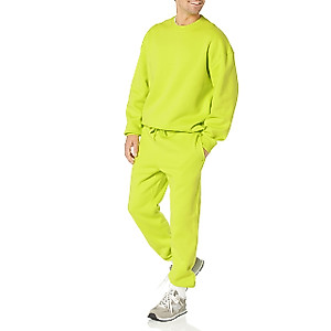 Amazon Essentials Men's Oversized-Fit Crewneck Sweatshirt (Available in Big & Tall), Lime Green, 4X-Large Big