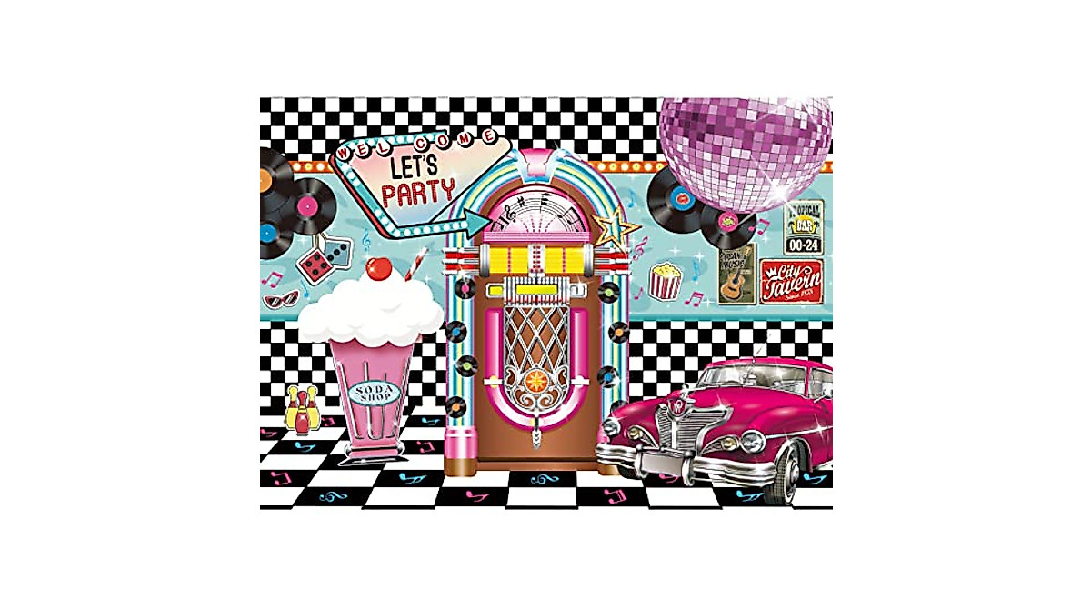 50s Rock & Roll Party Backdrop | Retro Photo Booth Decor