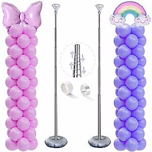 GIMCALO Balloon Column Stand Kit Set of 2, 7ft Height Adjustable Balloon Arch Kit, Metal Telescopic Pillar Balloon Stand, Birthday Party, Graduation, Wedding Christmas Decorations