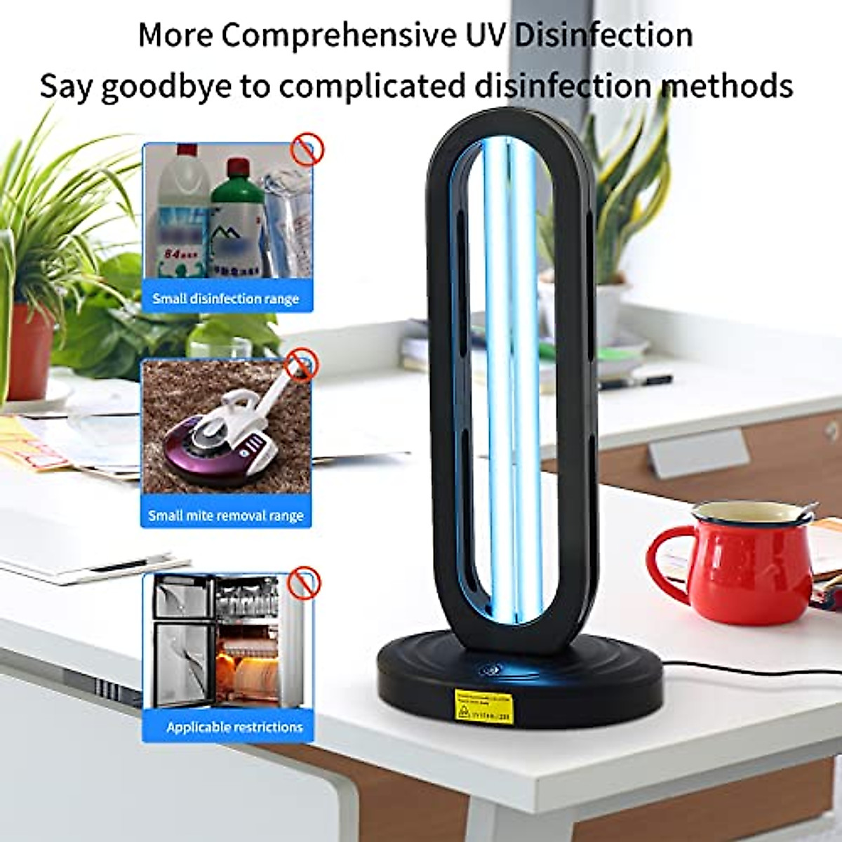 UV Light Sanitizer, Ultraviolet Light Sanitizer for Room，Air Freshener UV Lamp with Remote Control and Radar Monitor Sensor: Sterilize and Disinfect Every Room of Your Home for 15/30/60 Minutes