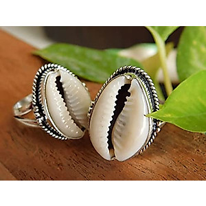 Natural Cowrie shell ring, Beach Shell Ring Shell Ring For Women, Summer Ring gypsy ethnic boho style shell handmade jewelry, codi ring for friend, (6)