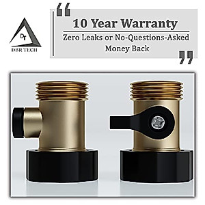 DBR Tech Heavy Duty Brass Shut Off Valve, Garden Connector Attachment with Rubber Washers for Outdoor Lawn and Gardening Hoses, Leak Resistant Threading, 3/4 Inch