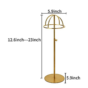 K KAIDIYIN Hat Display Stand Titanium Gold Hat Stand,Set of 2,Height Adjustable Cap Rack, Fingerprint Resistant, Durable Stainless Steel Material