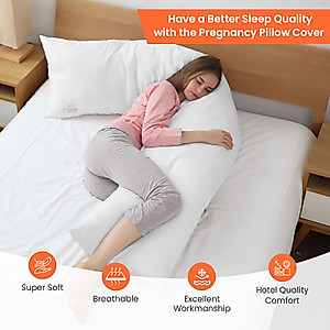 SGI Body Pillow Cover, 100% Smooth Egyptian Cotton 600 TC, Luxurious, Breathable, Cooling Body Pillow Cover, Solid White, 21x56, Pack of 1 Envelope Style