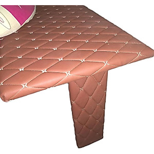 LANOBA Diamond Faux Leather Vinyl Quilted Foam Fabric with 1/4" Thick Foam Backing for Upholstery Car Headliner Headboards Furniture DIY Projects,60" x 39.37" (Brown)