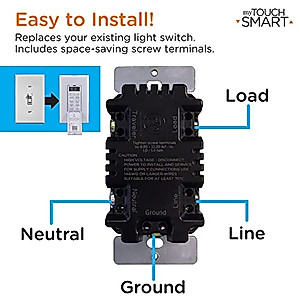 myTouchSmart 33861 LE One in-Wall Digital Timer, Push Door Switch, Backlit LED Screen, 8 Custom On/Off Times, Countdown Mode, Daily/Weekly Set, Off & Countdown