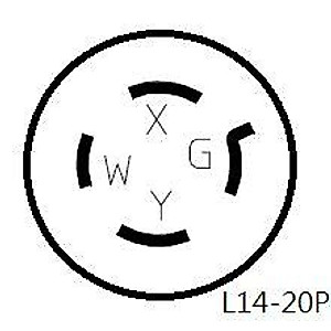 Parkworld 884975 Generator Adapter 4-Prong Locking 20A L14-20 Plug to 30A Locking L14-30 Receptacle