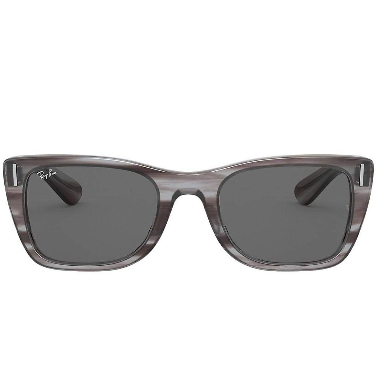 Ray-Ban RB2248 Caribbean Rectangular Sunglasses, Striped Grey/Dark Grey, 52 mm