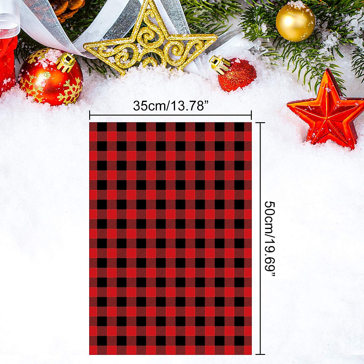 Whaline 120 Sheet Buffalo Plaid Tissue Paper Christmas Red Black Buffalo Check Gift Wrapping Paper Farmhouse Rustic Art Paper Crafts for DIY Gift Wrapping Christmas Holiday, 13.78" x 19.69"