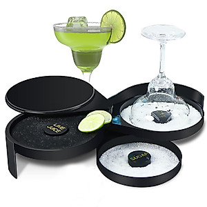 Mono-gatari 3 Tier Bar Glass Rimmer, Bartender Tool Salt Sugar Lime for Cocktails Margaritas Bloody Marys and Gimlets, Black ABS