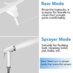 DEANIC 2-in-1 Bidet Attachment for Toilet Bath Bidet Sprayer, Ultra-Slim Toilet Bidet Sprayer Attachment, Adjustable Cold Fresh Water Pressure,Non-Electric Bidet Toilet Seat