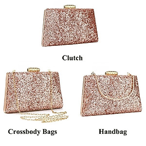 YYW Womens Clutch Evening Bag Wedding Party Purse and Shoulder Handbag (Rose gold color)