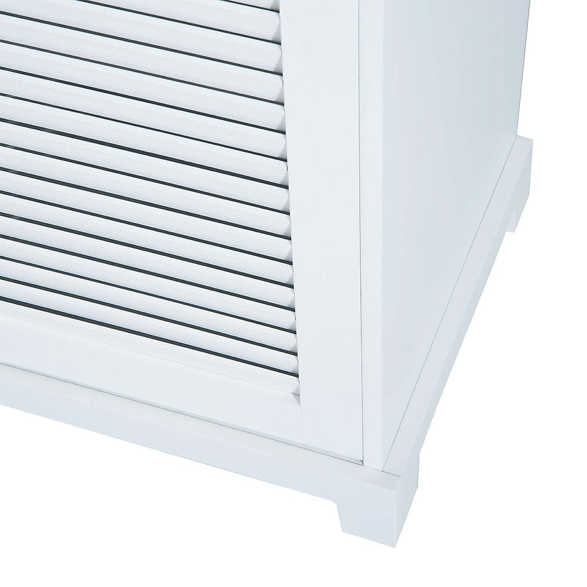 White Free Standing Storage Cabinet 2 Doors 4 Drawers Ample Storage Display Space Ideal for Bathroom Living Area Use Perfect for Storing Shampoo Towels Other Bathroom Accessories Or Daily Items