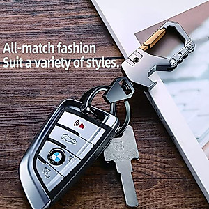 Nuwacreat Heavy Duty Keychain Opener with 2 Keyrings Car Keychains, Multifunctional Toolbox for Men and Women Car Keychains (Black-2)