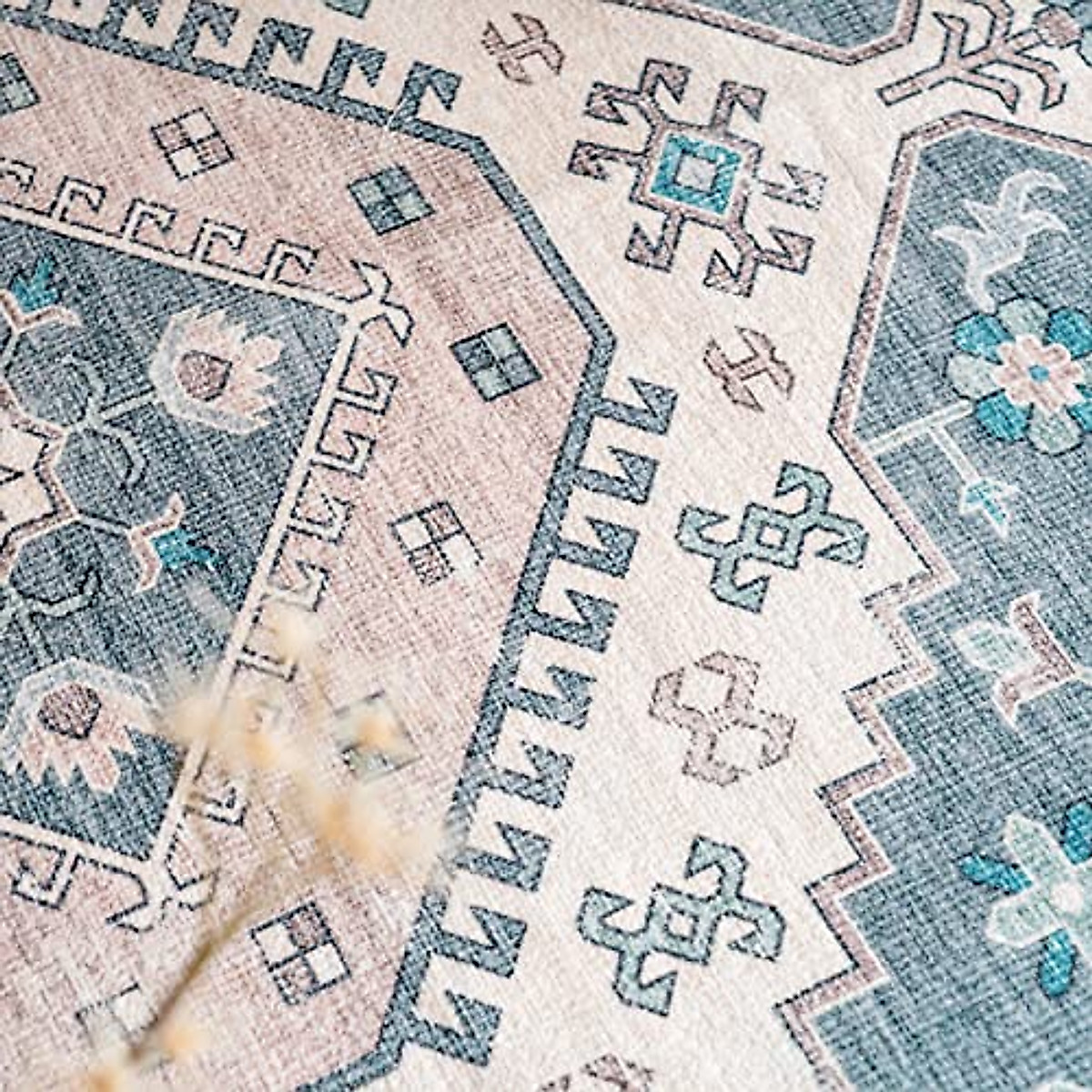 DECOMALL Rina Entryway Rugs, Bohemian Vintage Washable Non Skid Rug for Kitchen, Bathroom,2' x 3',Grey Blue