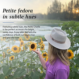 Wallaroo Hat Company Women’s Petite Charlie Fedora – UPF 50+ Sun Protection, Packable Design and Adjustable Sizing for Smaller Crown Sizes – Stylish Sun-Safe Hat for Travel and Everyday (Ivory/Taupe)