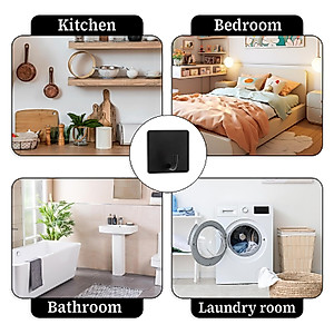 Tucnoeu Stick on Hooks Self Adhesive Hooks Heavy Duty 6 Pcs Black Adhesive Hooks 304 Stainless Steel Shower Wall Hook for Bathroom,Kitchen,Camper