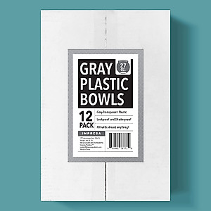 [12 Pack] 27 OZ Largest Mini Plastic Fish Bowls for Decoration - Fun Sized Plastic Fish Bowls for Drinks to Start The Party - Clear Gray Plastic Vase for Stunning Centerpieces - Plastic Fish Bowl Set