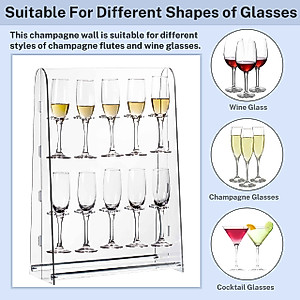 Champagne Wall Holder For Party, Acrylic Champagne Tower Stand, Wine Glass Holder Display, Champagne Stand. Mimosa Tower, Champagne Wall Stand For Party, Prosecco Champagne Holder - 10 GLASSES.