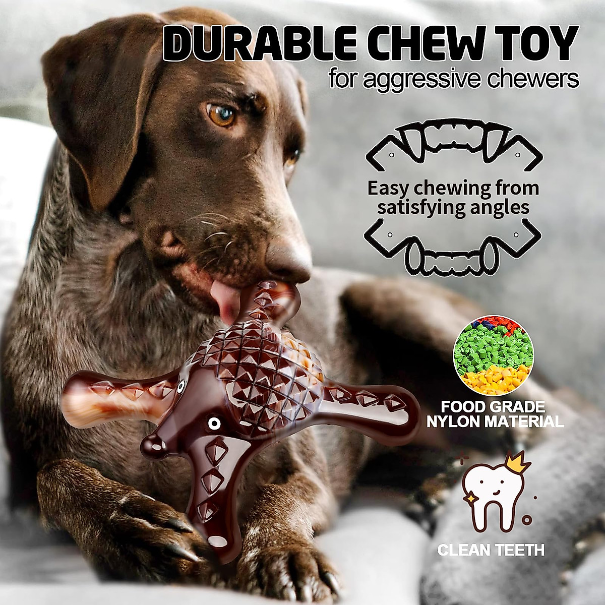 Super Tough Dog Chew Toys - for Aggressive Chewers Large Breed,Dog Toys, Bone Toy Nylon Durable Dogs Extreme, Real Beef Flavor to Keep Busy