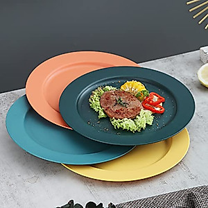Kyraton 10 Inch Large Plastic Plates 8 Pieces, Dishwasher Safe, Unbreakable And Reusable Light Weight Dinner Plates Microwave Safe BPA Free (Mutil Color)