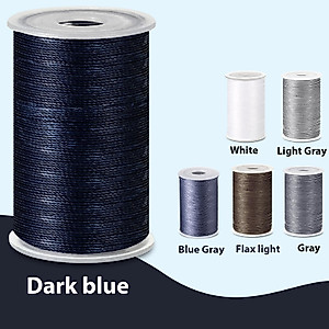 6 Rolls Strong Upholstery Thread High Strength Sewing Waxed Thread with Hand Stitching Needle Set for Denim Leather Craft DIY Machine (White, Gray, Brown, Light Gray, Blue, Dark Blue, 0.55 mm)