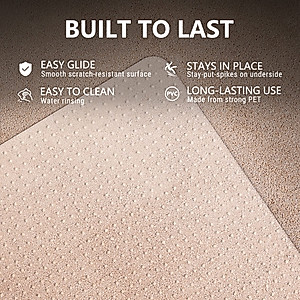 Dowinx Office Chair Mat for Carpet, Desk Chair Mat Protector for Carpeted Floors, Rolling Chair Plastic Mat for Pile, Computer Chair Clear Mat with Spikes for Work, Home, Gaming with Lip (36" x 48")