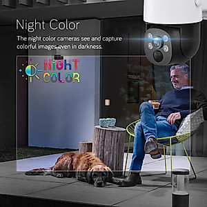 XMARTO 2K HD Wire-Free Solar Home Security Camera System Wireless, 6-Camera Set with 4 Bullet Cameras & 2 Starlight Night Color PTZ Solar Cameras