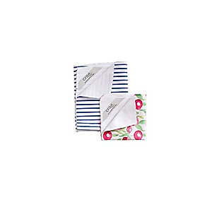 Crae Home Waffle Weave Pattern Microfiber Hand Towel Wash Cloth Set (Indigo/Poppie)