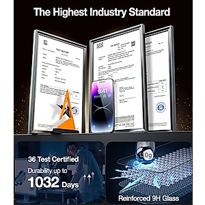 UltraGlass UNBREAK TOP 9H+ Glass for iPhone 14 Pro Max Screen Protector [Military SGS Shatterproof & Longest Durable] Screen Protector 14 Pro Max Tempered Glass, Anti-fingerprint, 2 Packs