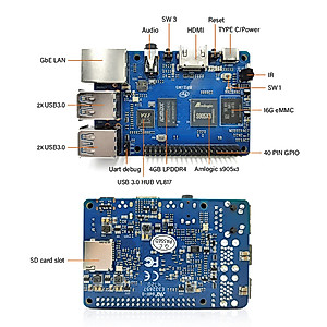 Banana Pi BPI-M5 Amlogic S905X3 Single Board Computer with LPDDR4 4GB RAM and 16GB eMMC Storage for AIOT Support Android Debian Raspbian Armbian