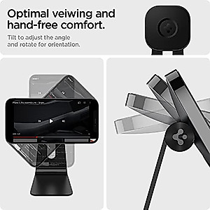 Spigen OneTap (MagFit) Designed for MagSafe Stand with OneTap Technology Magnetically Mounts Compatible with iPhone 14, iPhone 13, iPhone 12 Models, AirPod Pro, AirPod Pro 2, AirPod 3 Stand - Black