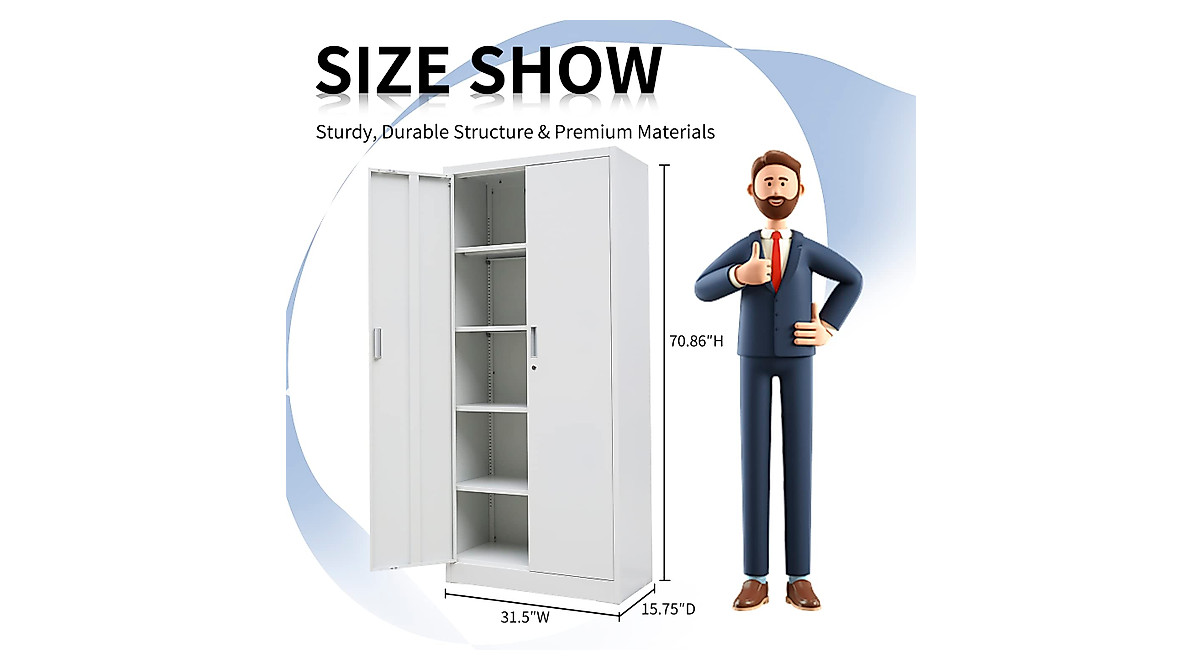 YEEZER 71" Metal Storage Cabinet with Locking Doors