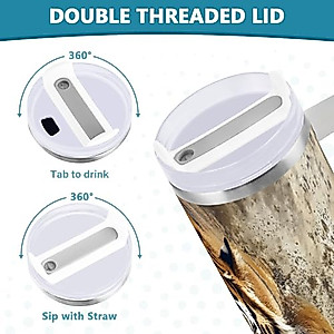 Jihqo Hunting Tiger 40 oz Stainless Steel Vacuum Insulated Tumbler with Handle and Straw Lid, Leakproof Water Bottle Double Wall Travel Mug Coffee Cup, Cupholder Friendly