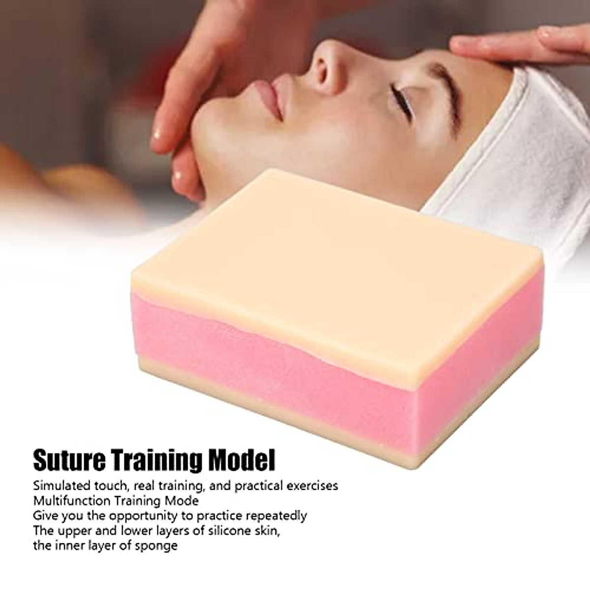 ZJchao Suture Training Model, 2 Silicone Human Skin Suture Training Model, Injection Practice Pad