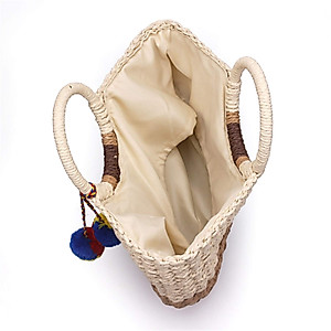 New large retro straw bag classic semi-circle transition color paper rope woven bag picture big