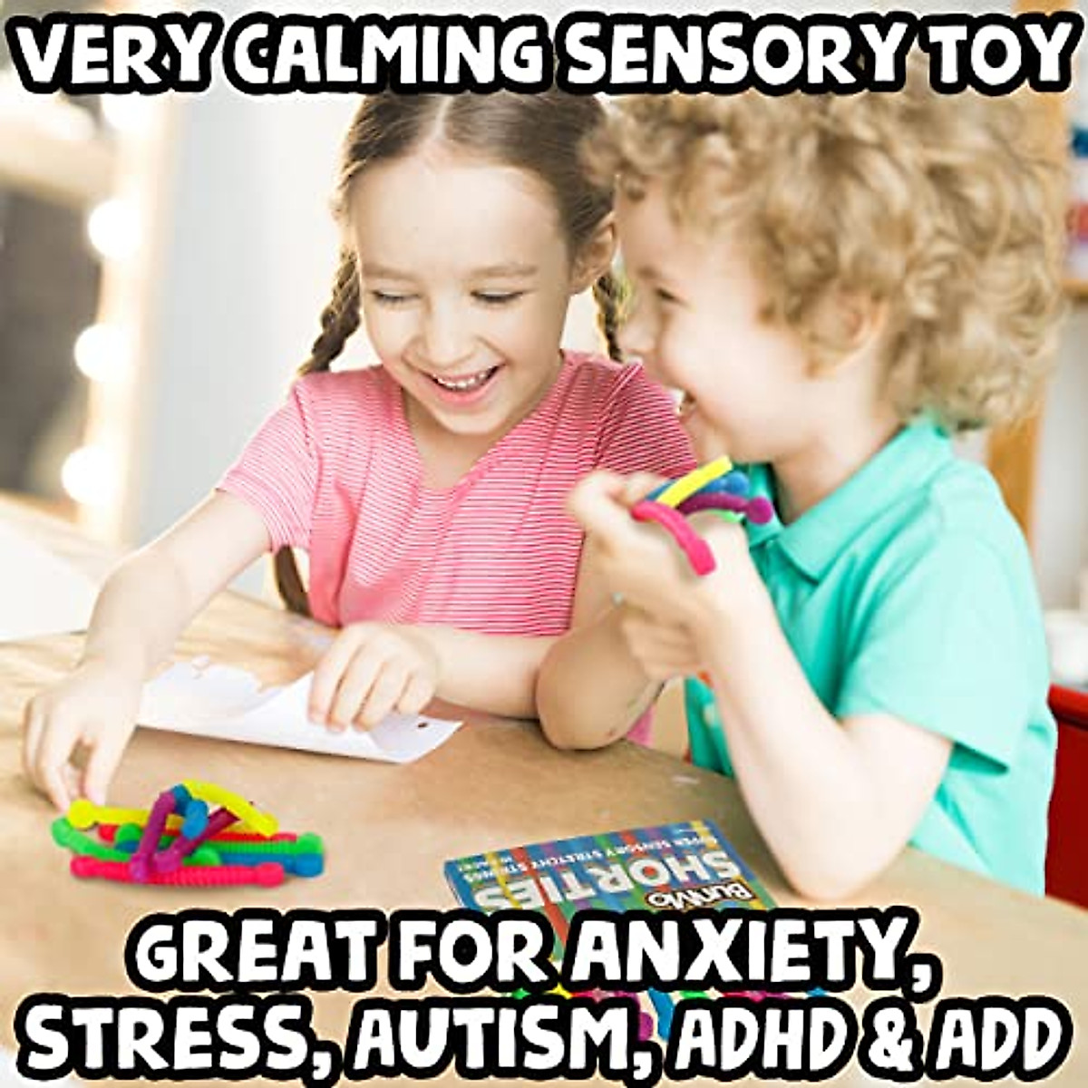 BUNMO Stretchy Strings Super Sensory Mini 10pck | Calming Monkey Noodles | Perfect Fidget Toys for Anxiety & Stress | Great Kids Party Favors | Easter Gifts for Kids | Easter Basket Stuffers for Boys